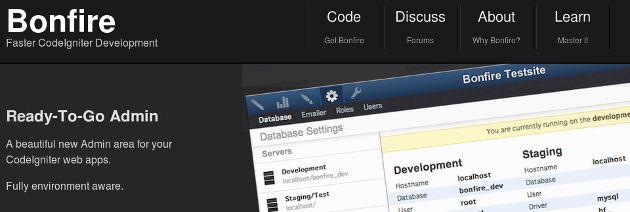 BonFire, Interface Admin pour CodeIgniter | À Voir